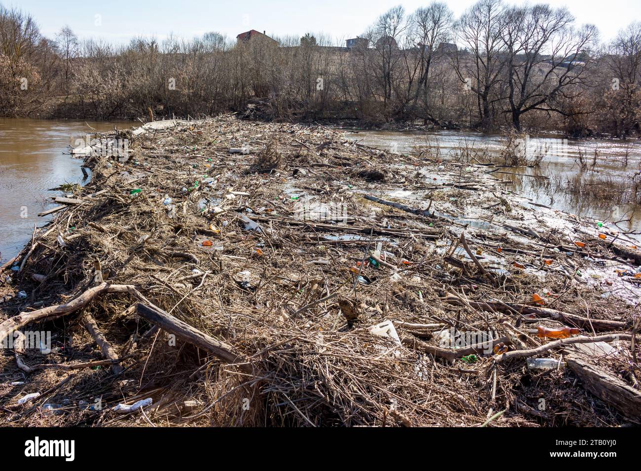 Pollution of the environment with non-degradable waste. A large garbage ...