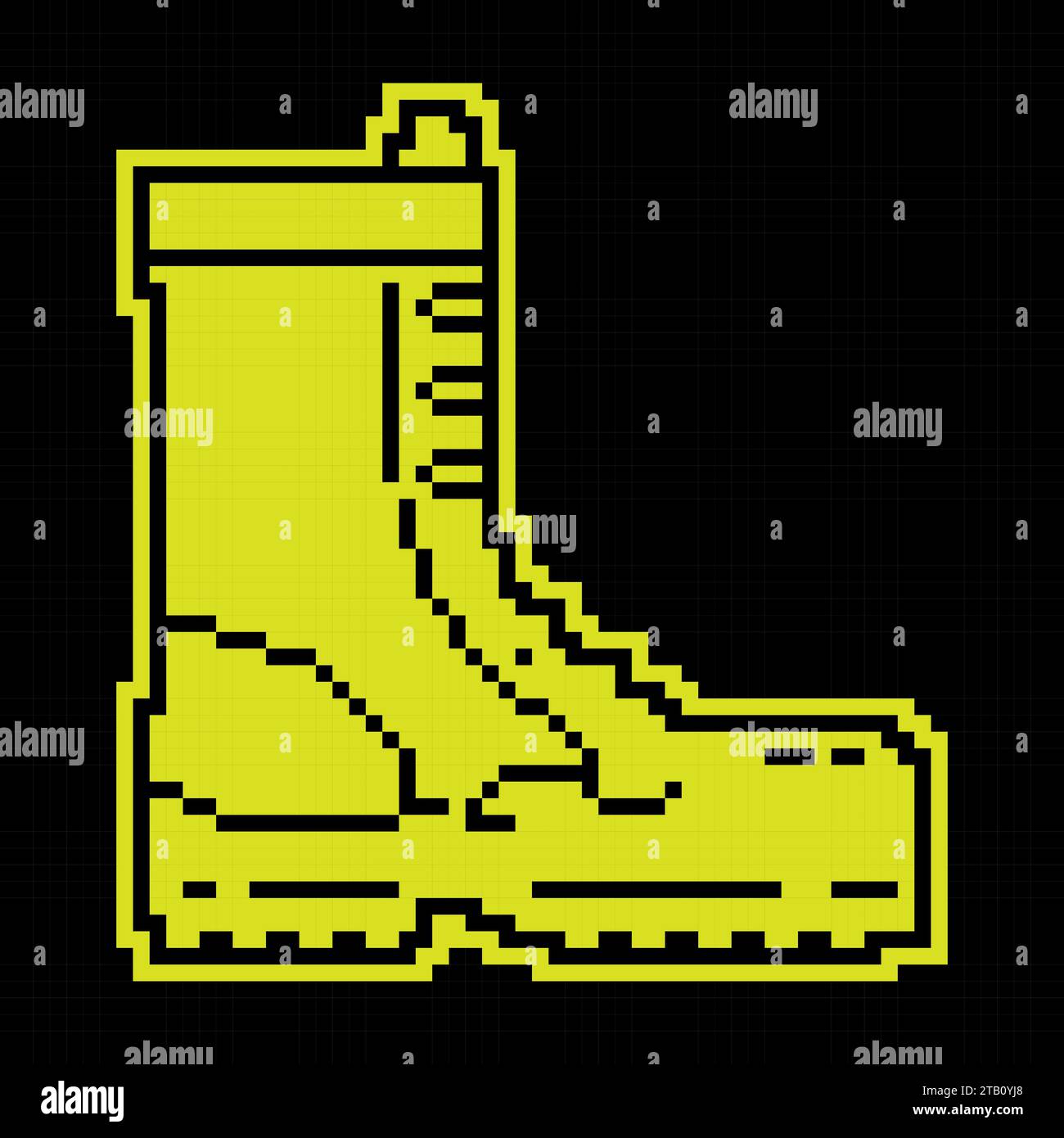Pixel silhouette icon, soldier high boots with lace. Military and ...