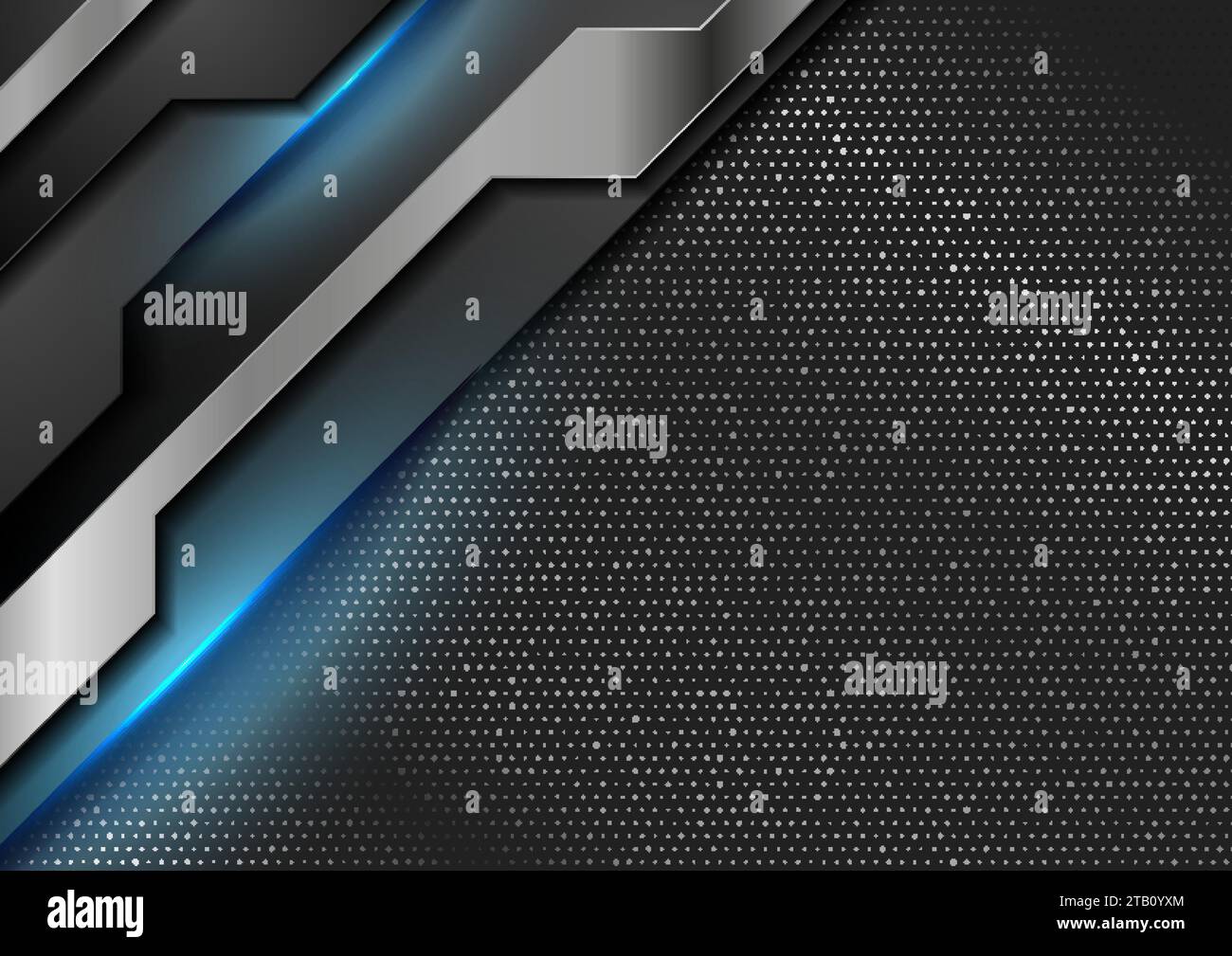 Tech metallic graphic design with blue neon glowing lights. Abstract ...