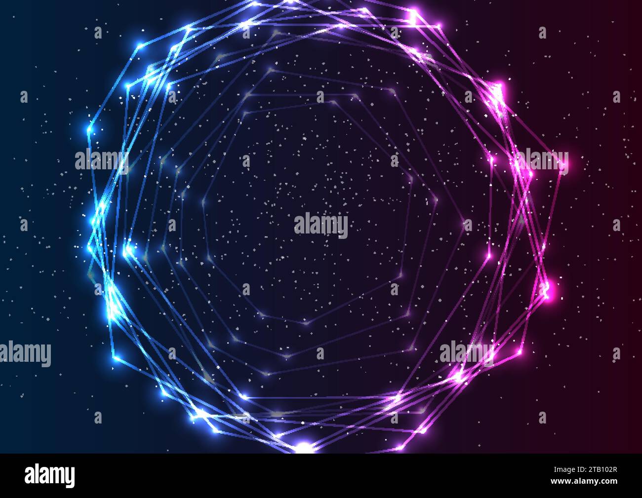 Blue purple neon circular connection lines tech abstract background. Vector design Stock Vector ...