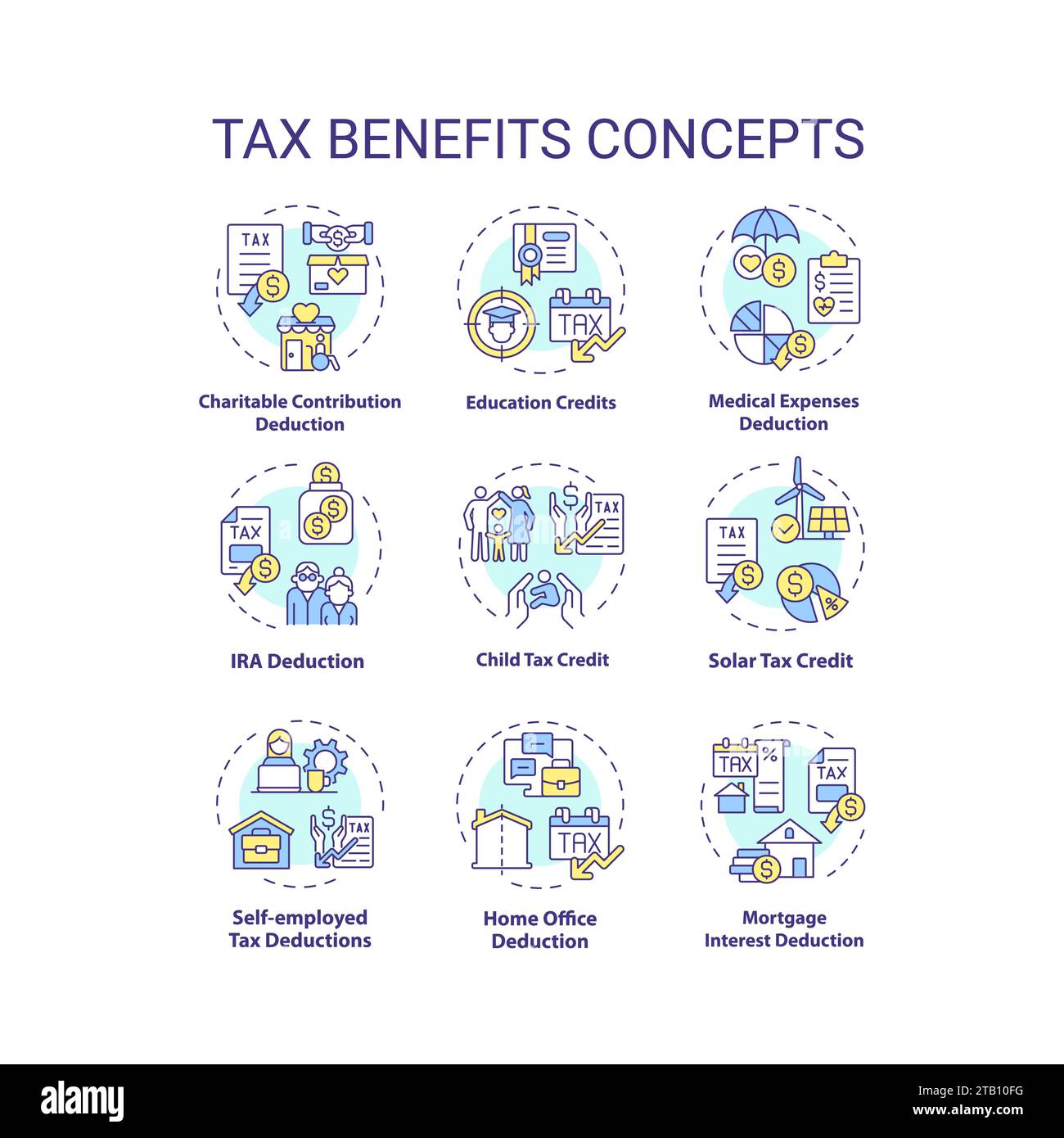 Tax benefits multi color concept icons Stock Vector Image & Art - Alamy