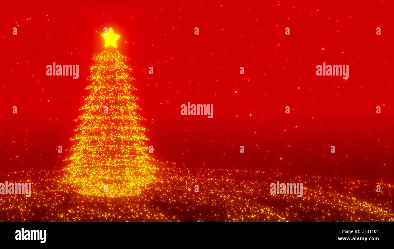 Glowing golden Christmas tree animation with particles Stock Photo - Alamy