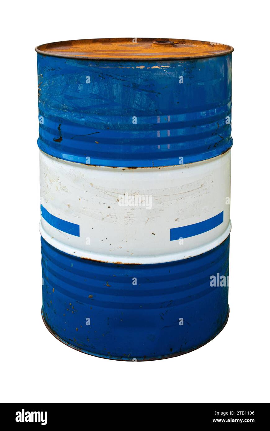 old metal barrel on a white isolated background Stock Photo - Alamy