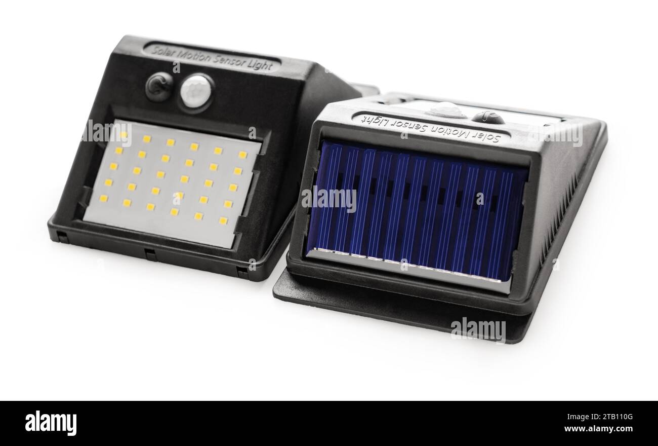 solar powered lamp on white isolated background Stock Photo - Alamy