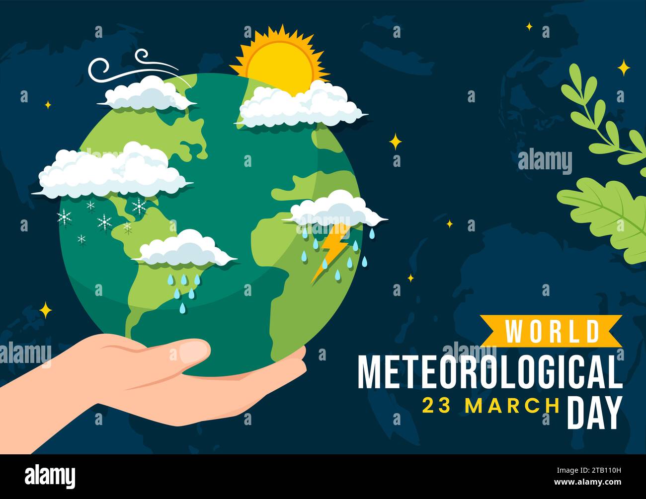 World Meteorological Day Vector Illustration on 23 March with Earth Map ...