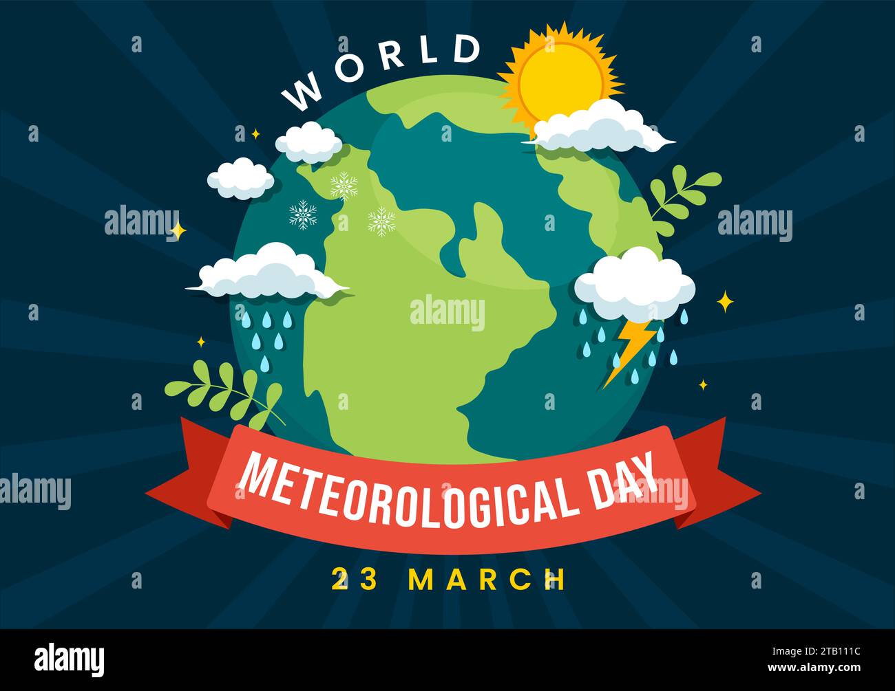 World Meteorological Day Vector Illustration on 23 March with Earth Map ...