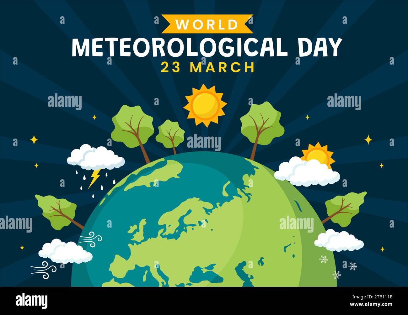 World Meteorological Day Vector Illustration on 23 March with Earth Map ...