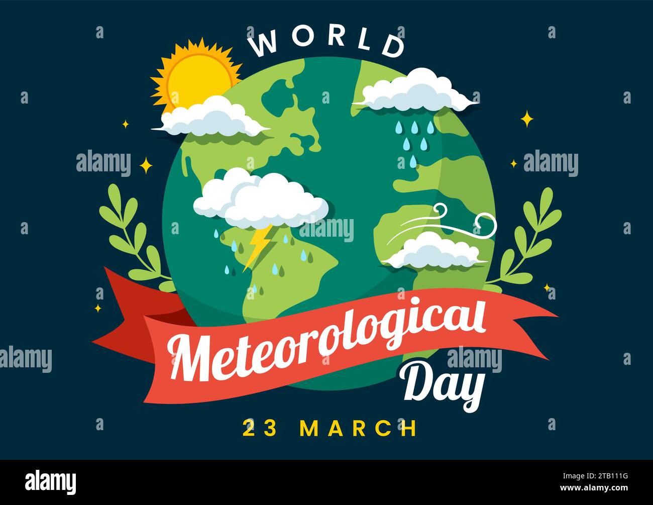 World Meteorological Day Vector Illustration on 23 March with Earth Map ...
