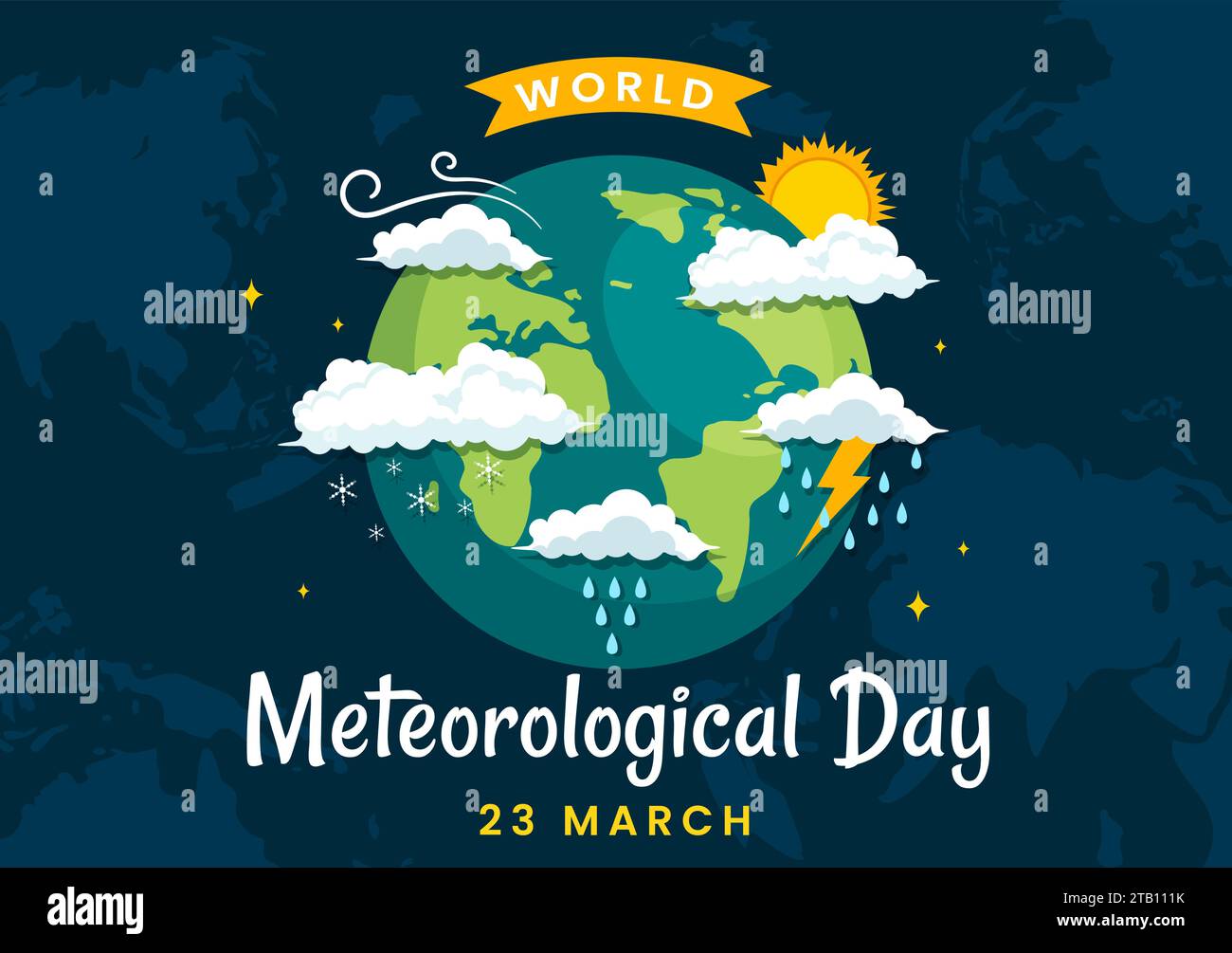 World Meteorological Day Vector Illustration on 23 March with Earth Map ...
