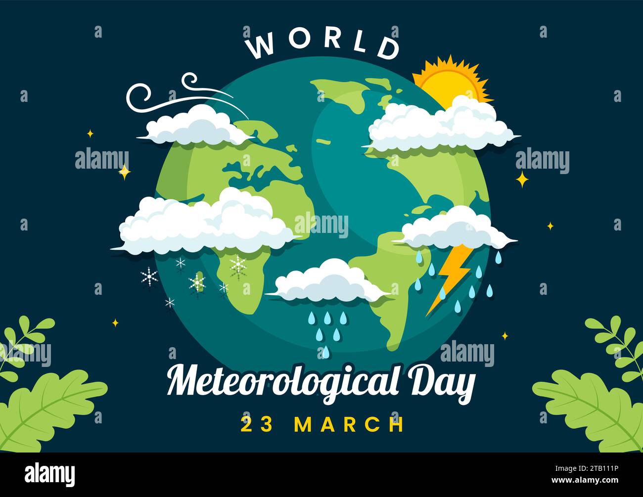 World Meteorological Day Vector Illustration on 23 March with Earth Map ...