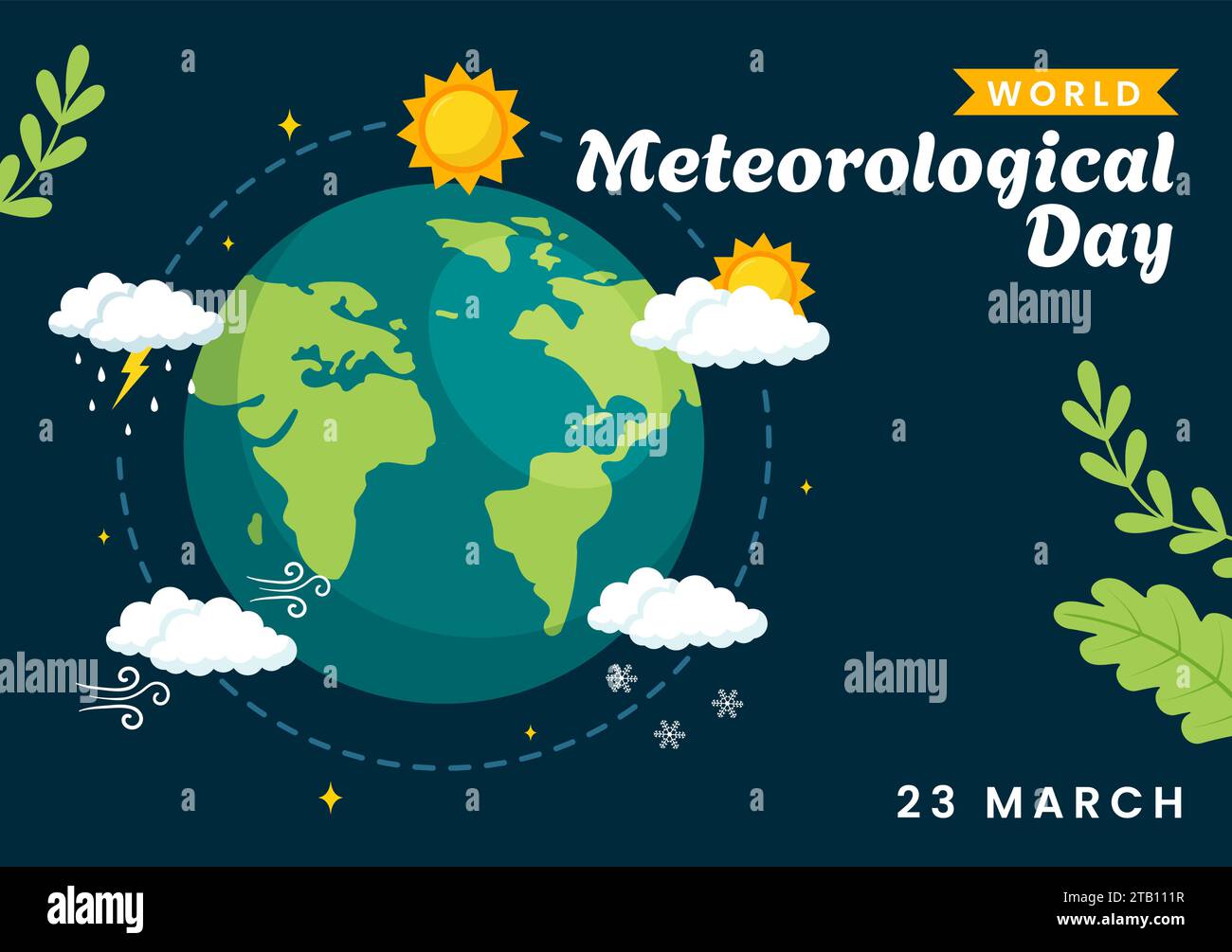 World Meteorological Day Vector Illustration on 23 March with Earth Map ...