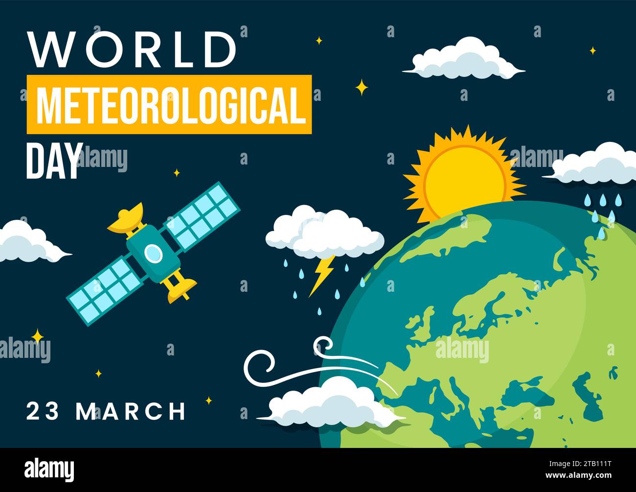 World Meteorological Day Vector Illustration on 23 March with Earth Map ...