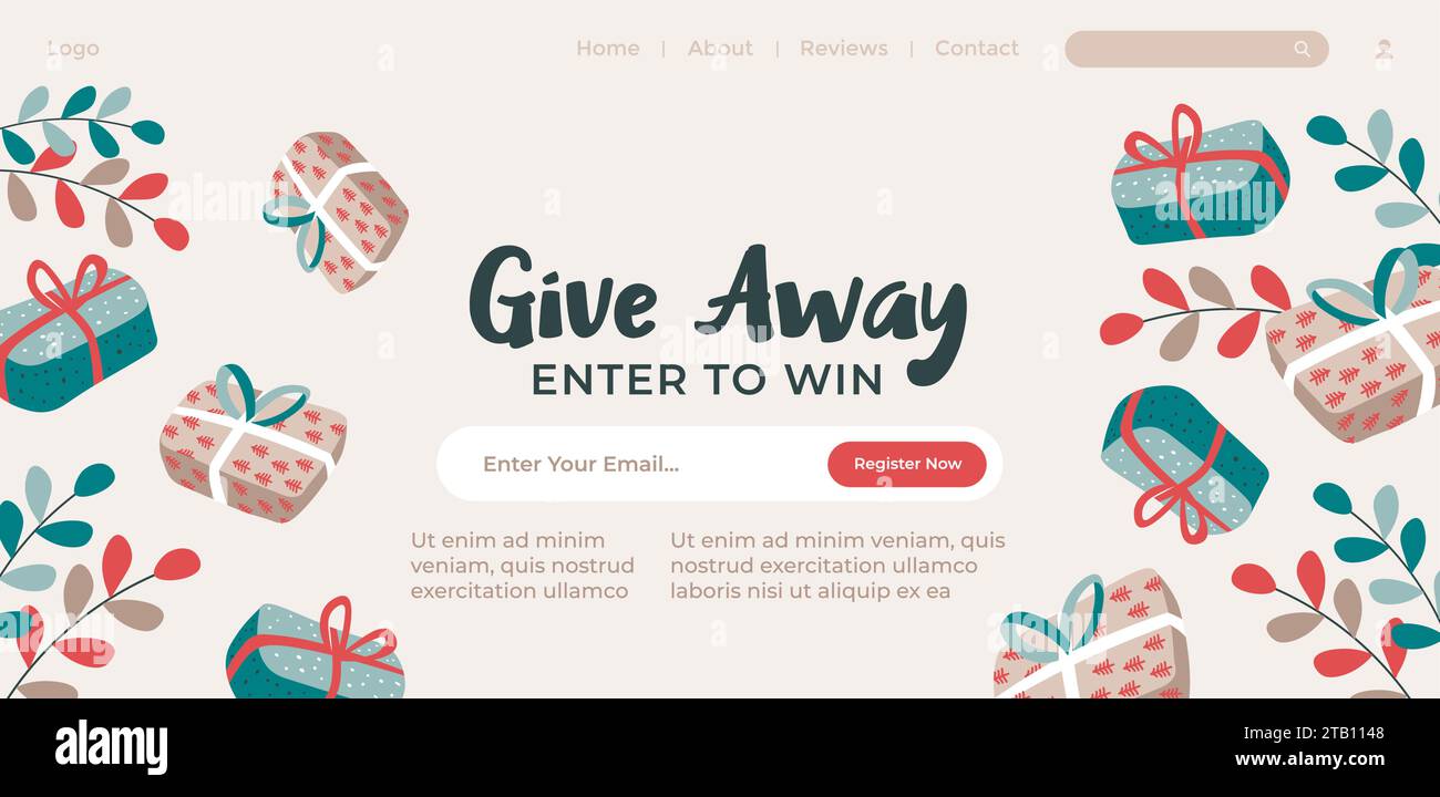 Give away enter email to win, website page vector Stock Vector Image ...