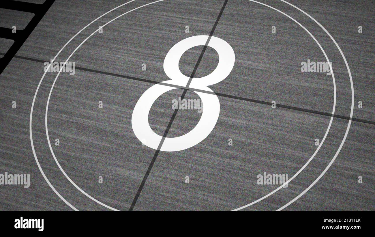 Old Movie Countdown Film Reel, Number eight Stock Photo - Alamy