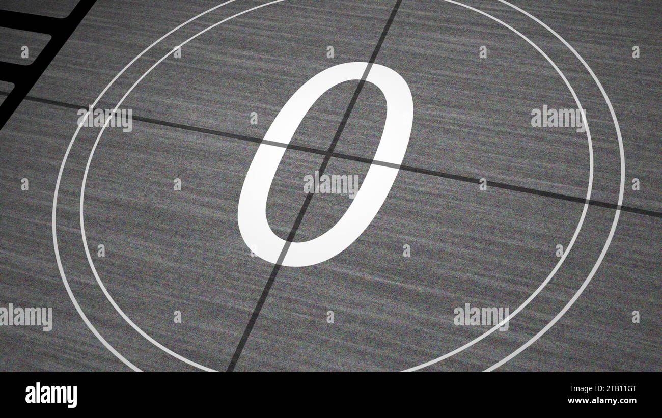 Old Movie Countdown Film Reel, Number zero Stock Photo - Alamy