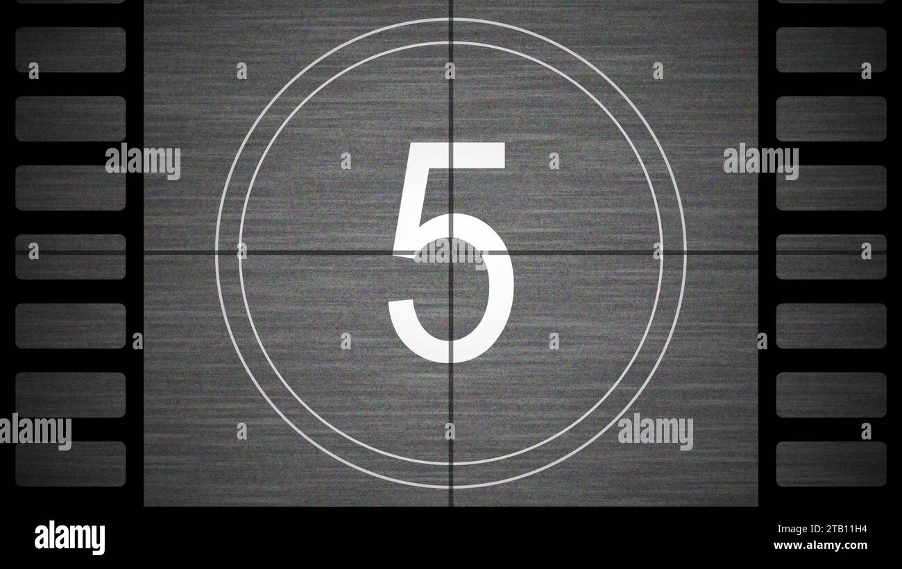 Old film movie timer count, Number Five Stock Photo - Alamy