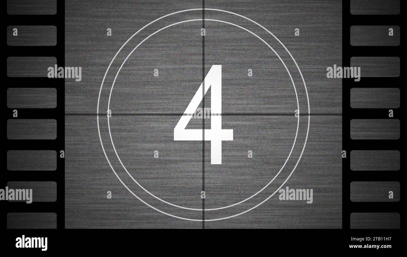 Old film movie timer count, Number Four Stock Photo - Alamy