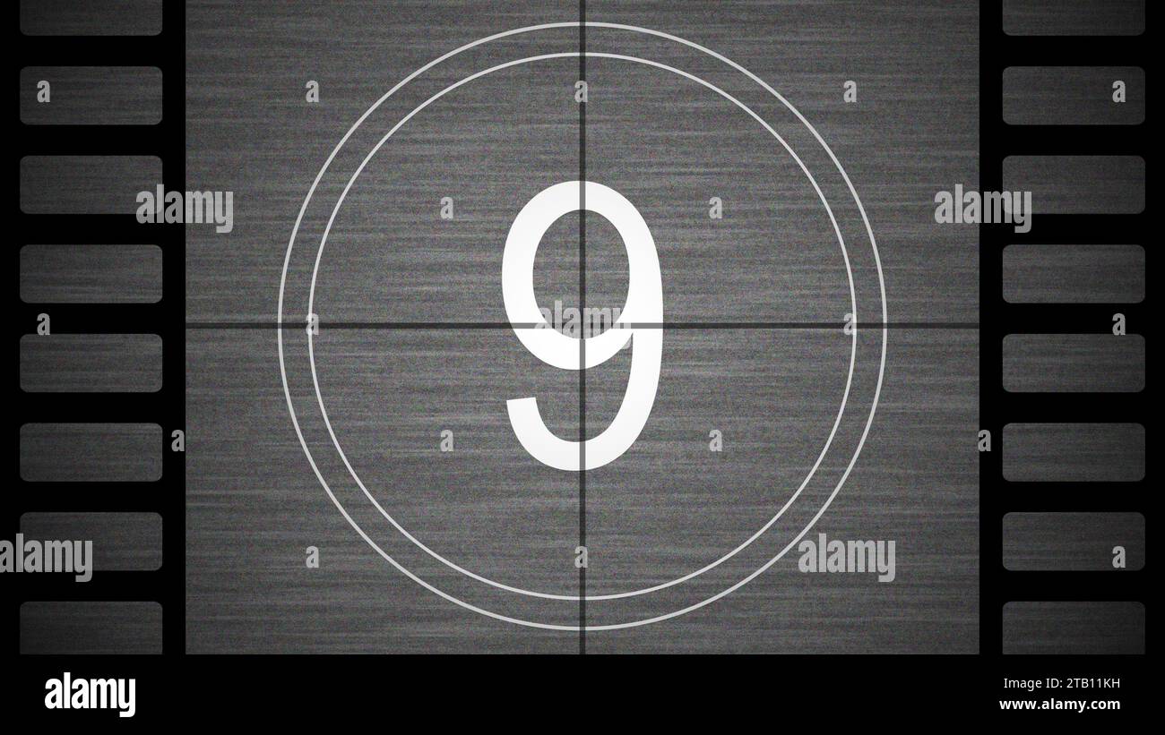 Old film movie timer count, Number Nine Stock Photo - Alamy