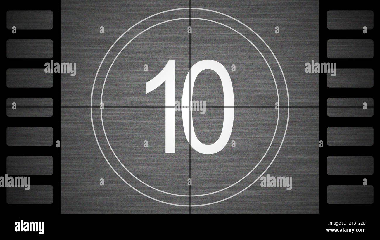 Old film movie timer count, Number Ten Stock Photo - Alamy