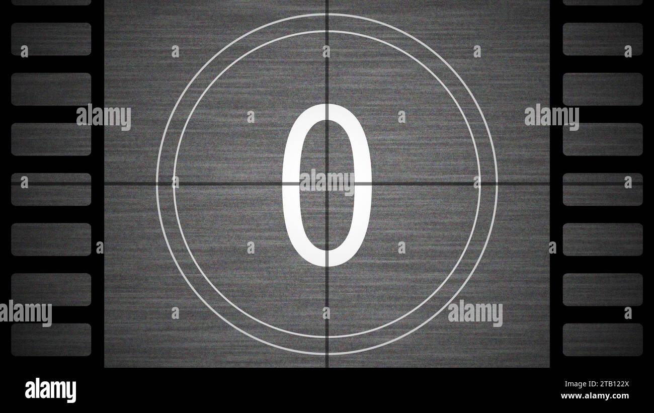 Old film movie timer count, Number Zero Stock Photo - Alamy