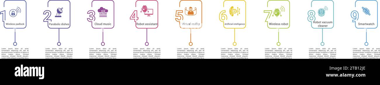 Infographics with Creative Learning theme icons, 10 steps. Such as ...