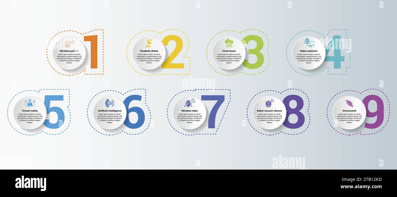 Infographics with Creative Learning theme icons, 10 steps. Such as ...