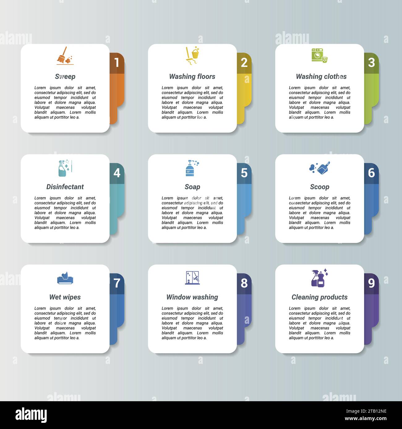Infographics with Bioengineering theme icons, 10 steps. Such as ...