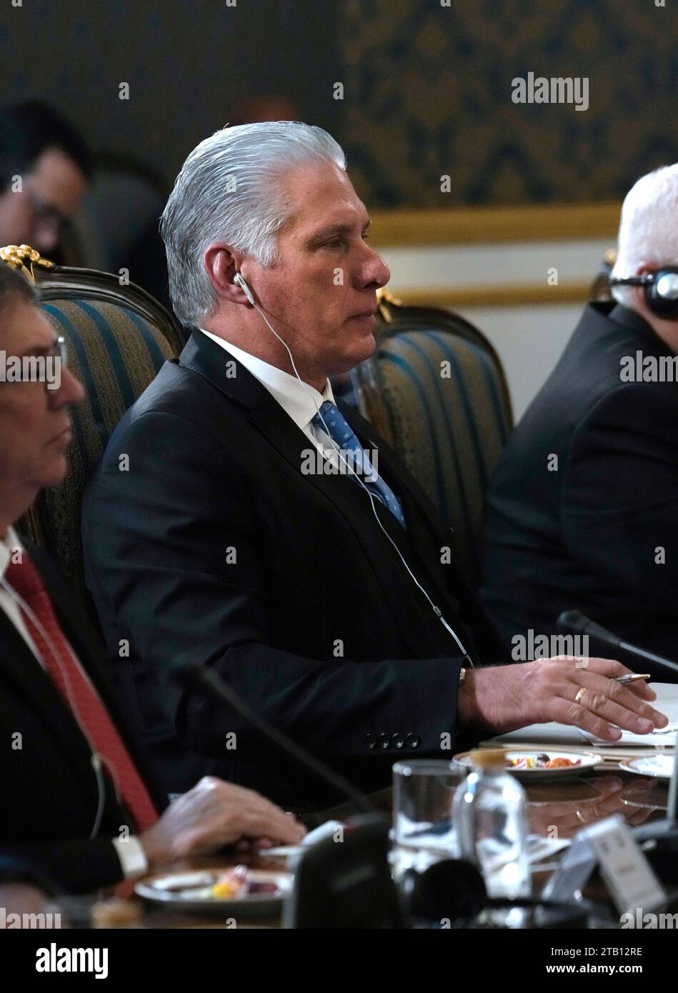Cuban President Miguel Díaz-Canel attends a meeting with his Iranian ...
