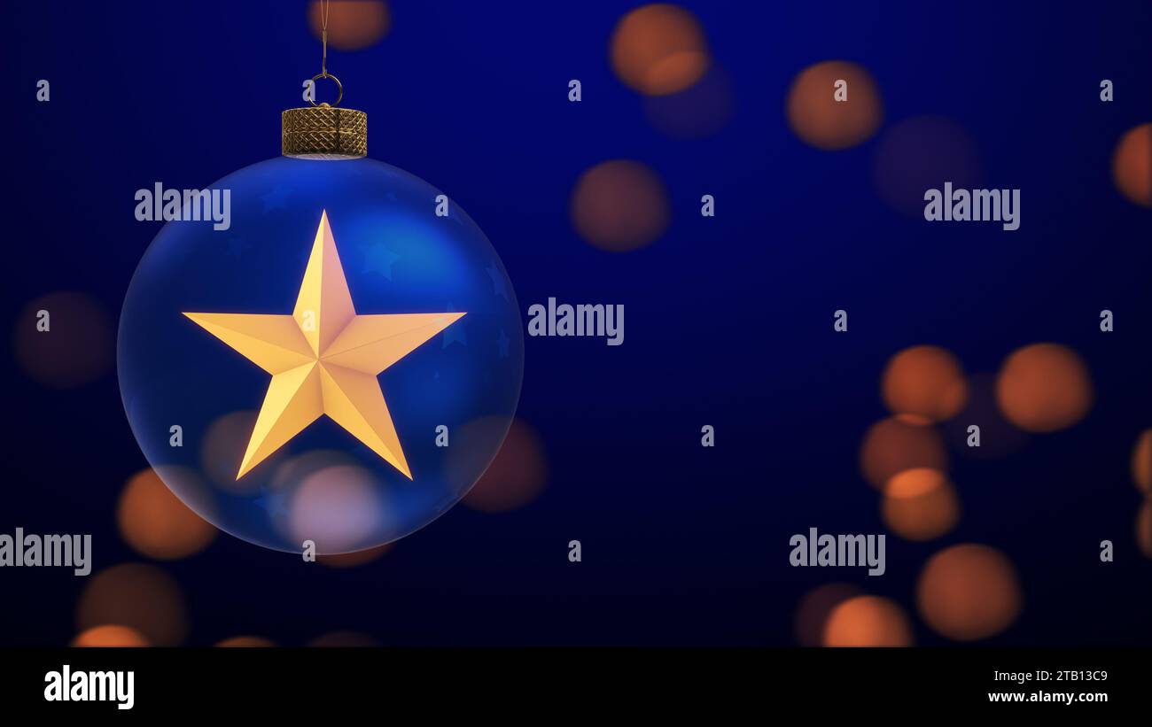 Christmas Star Inside Transparent Glass Bauble on Bokeh Background ...