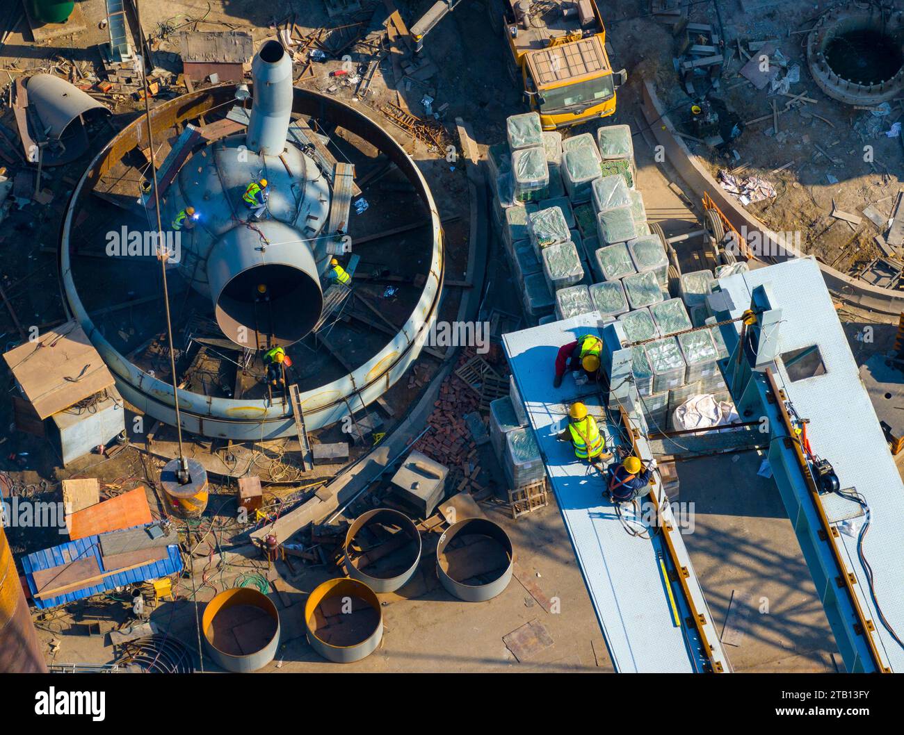 HUAI'AN, CHINA - DECEMBER 3, 2023 - Workers work at the blast furnace ...