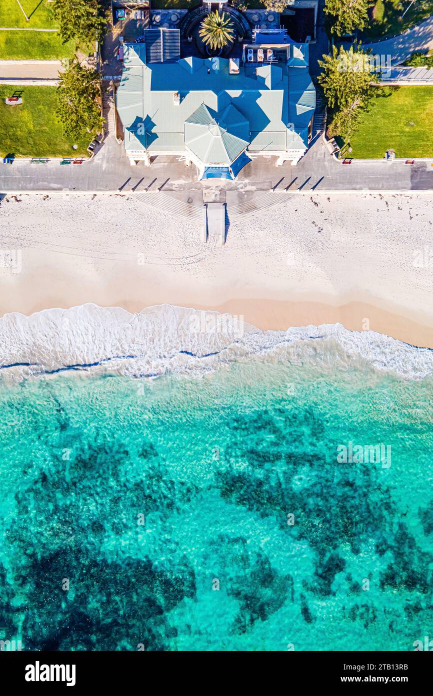 An aerial view of the stunning Cottesloe Beach in Western Australia ...