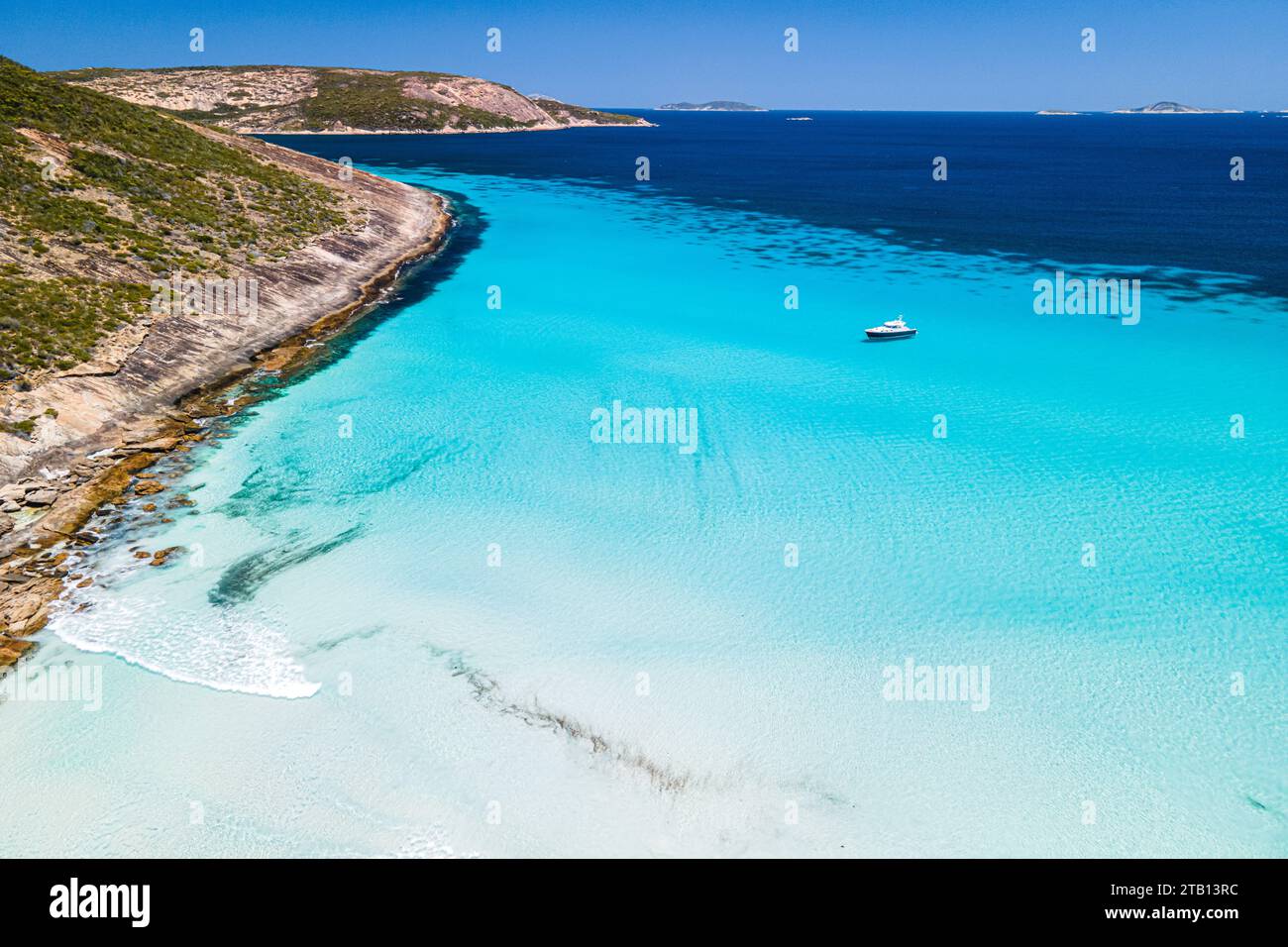 An aerial view of Esperance Beach in Western Australia with a large ...