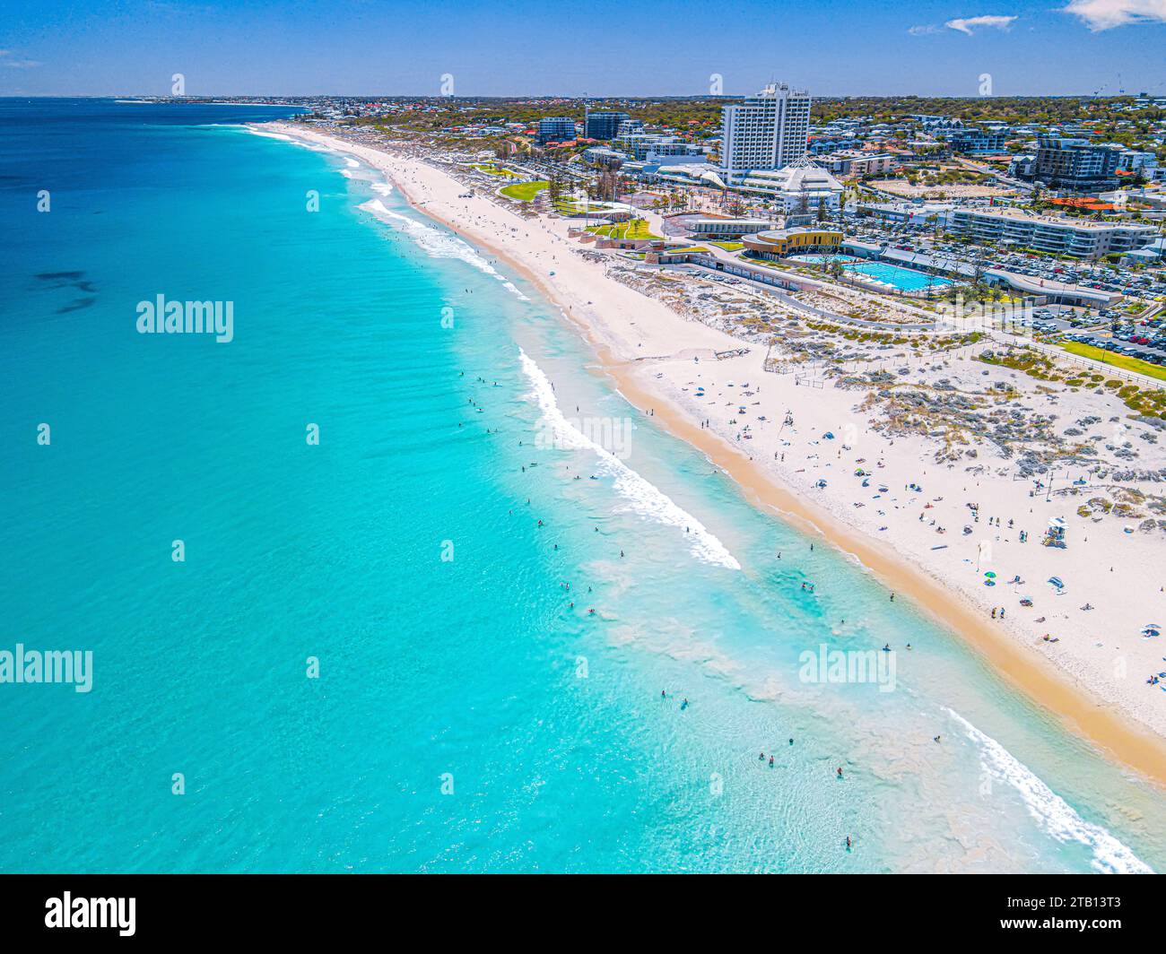 An aerial view of Scarborough Beach, Perth, Western Australia, with ...