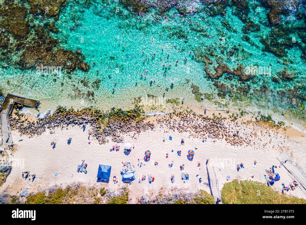 An aerial view of Mettams Pool in Perth, Western Australia, a ...