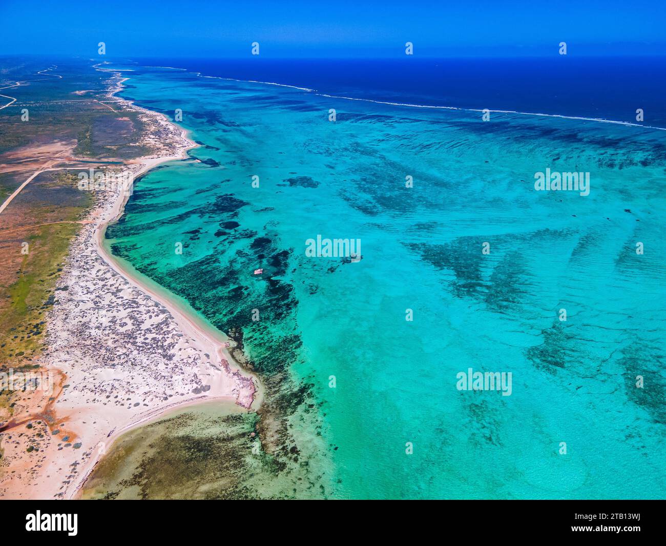 An aerial view a stunning view of Coral Bay in Western Australia Stock ...