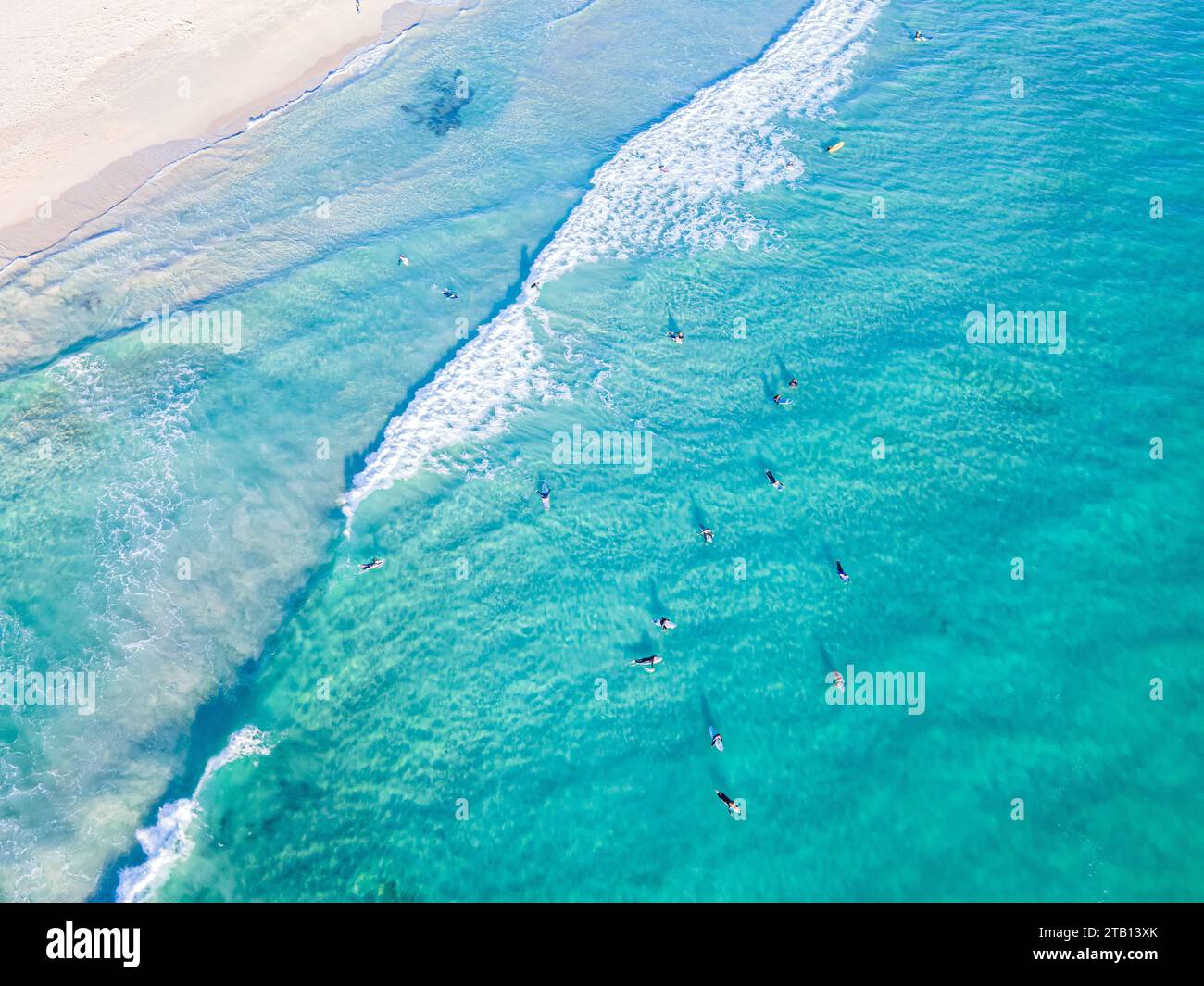 An aerial view of Perth, Western Australia, with the sandy shores of ...