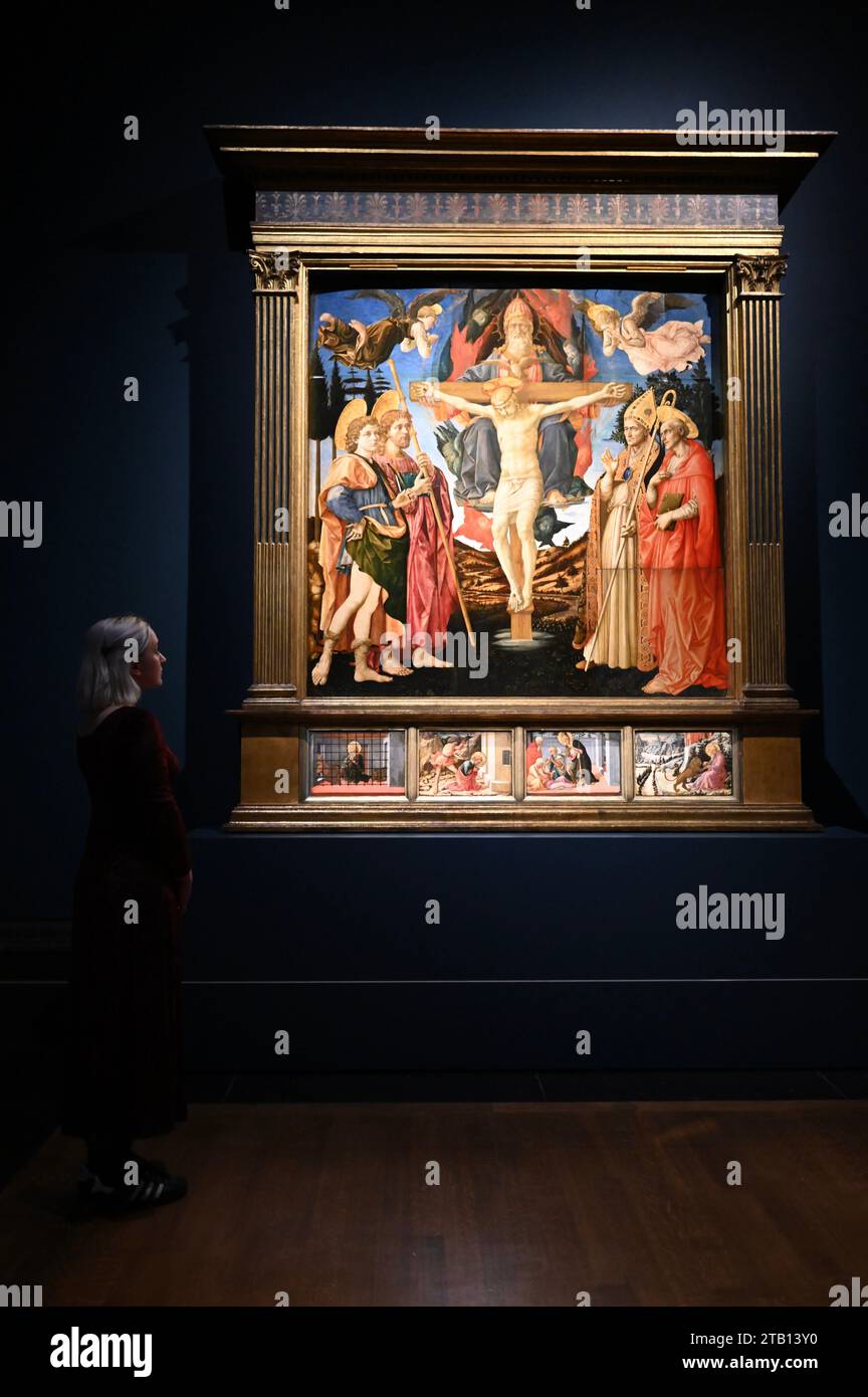 London, UK. "Pistoia Trinity Altarpiece 1455-60" Pesellino A ...