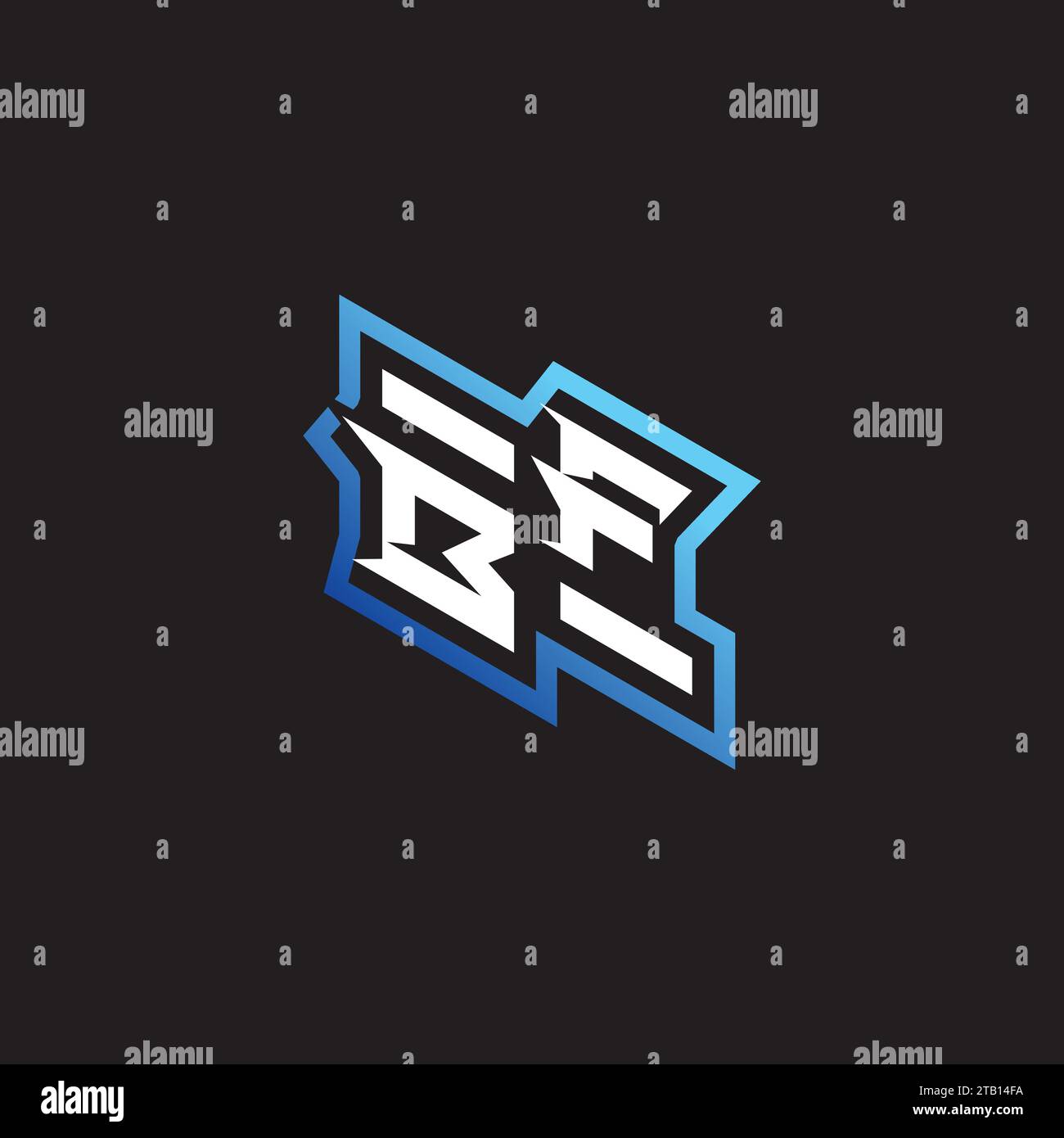 BF initial gaming team, youtube, twitch and clipart stock illustration ...