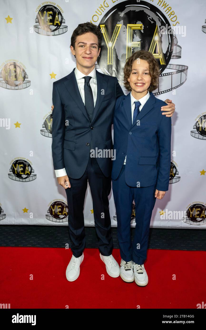 Los Angeles, USA. 03rd Dec, 2023. Actors Caleb Reese Paul, Hudson Paul ...