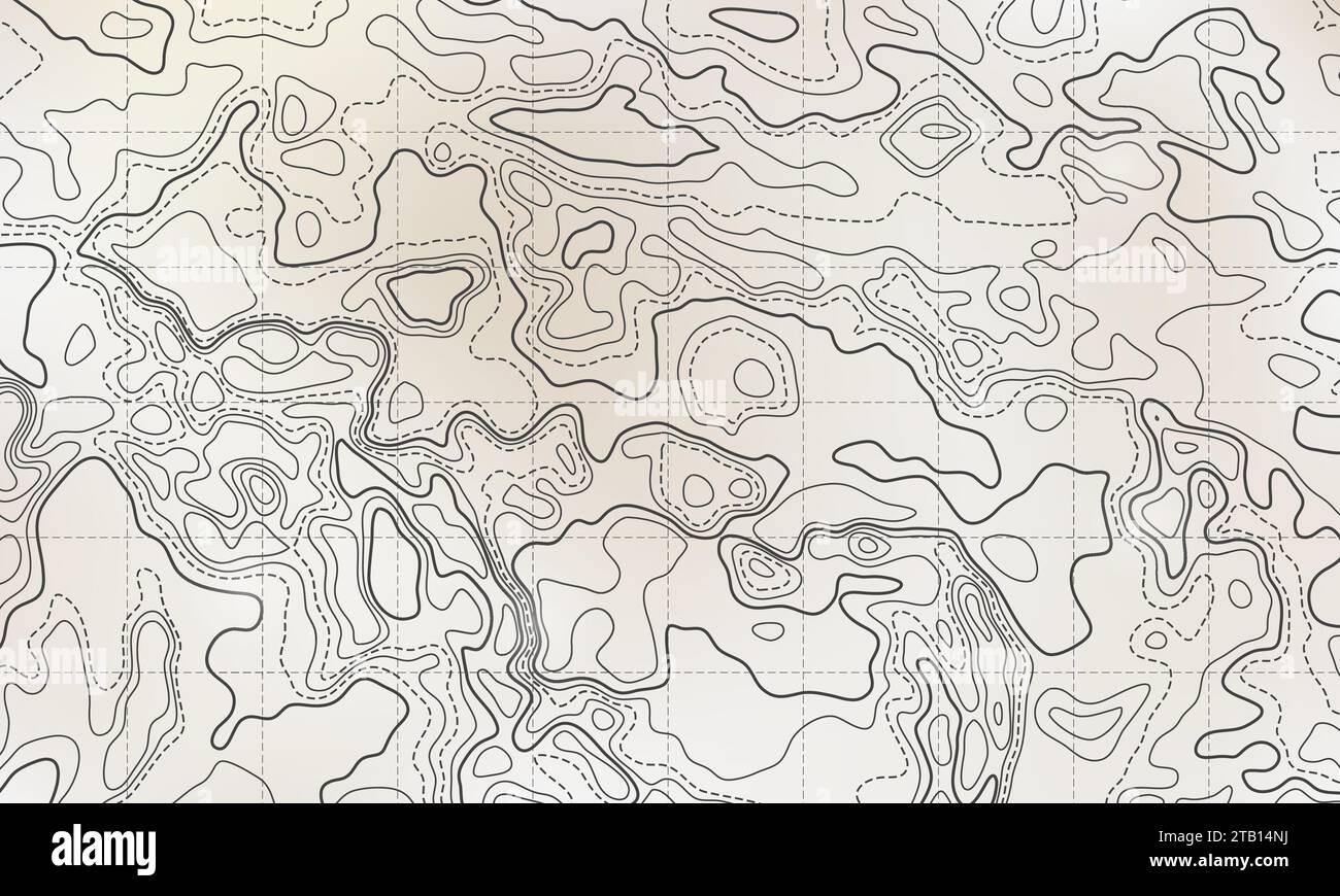 Ocean bottom topographic line map curvy wave isolines vector ...