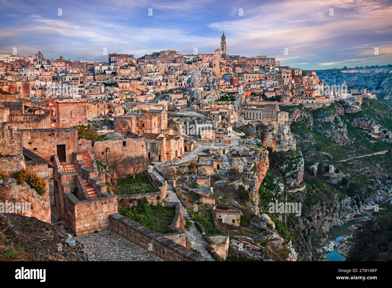 Matera, Basilicata, Italy: landscape at dawn of the old town called ...
