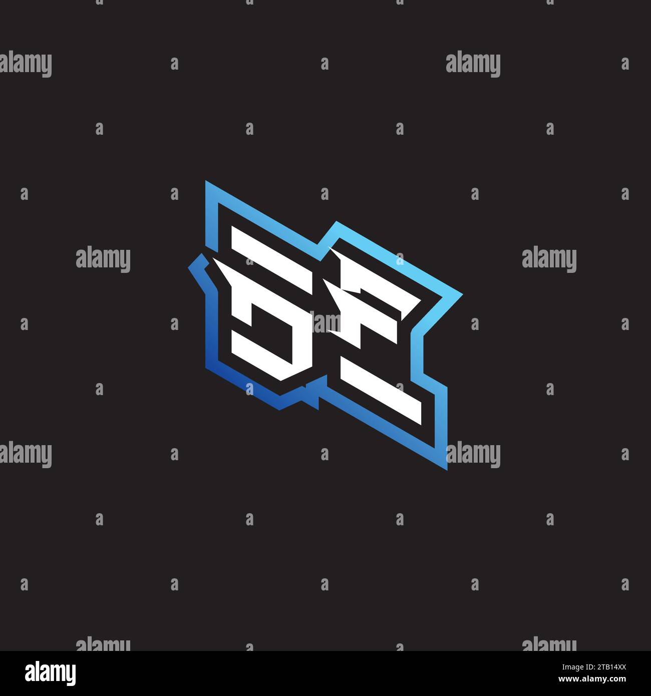 DF initial gaming team, youtube, twitch and clipart stock illustration ...