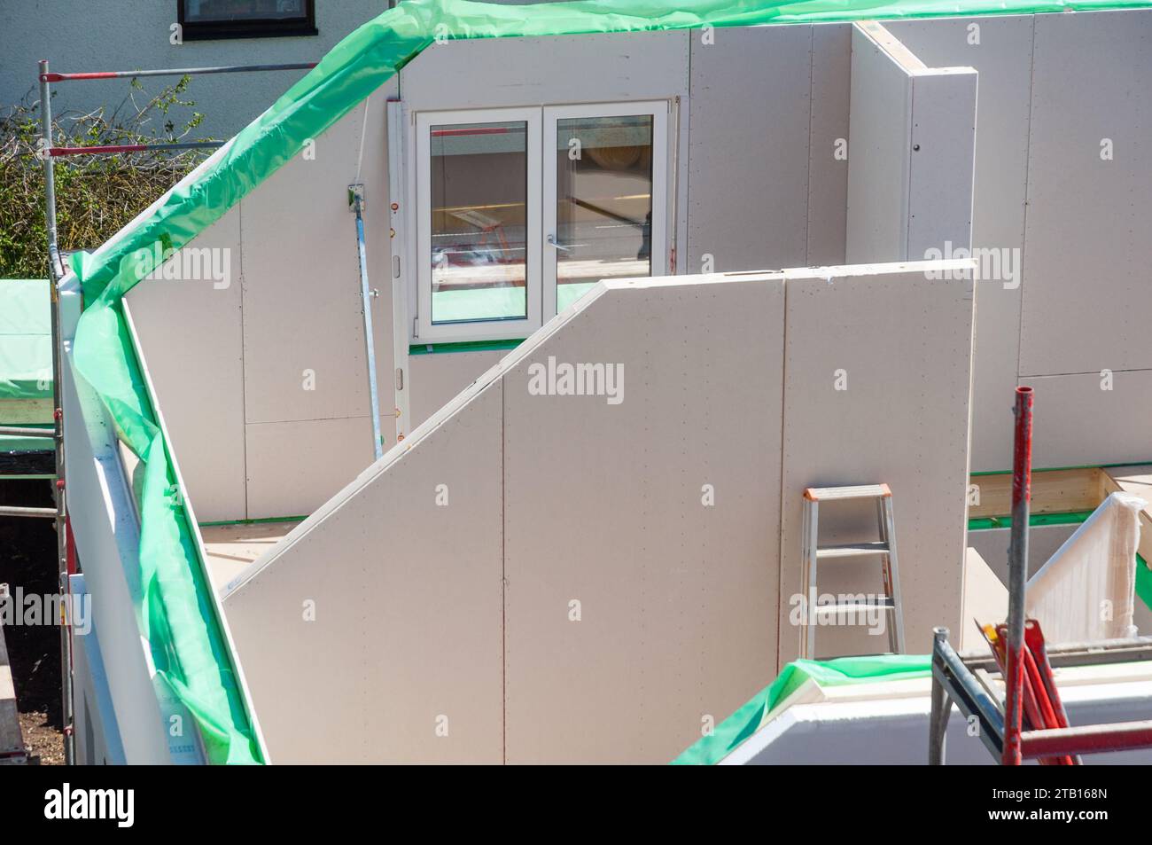 The construction site of a prefabricated house building. Civil ...