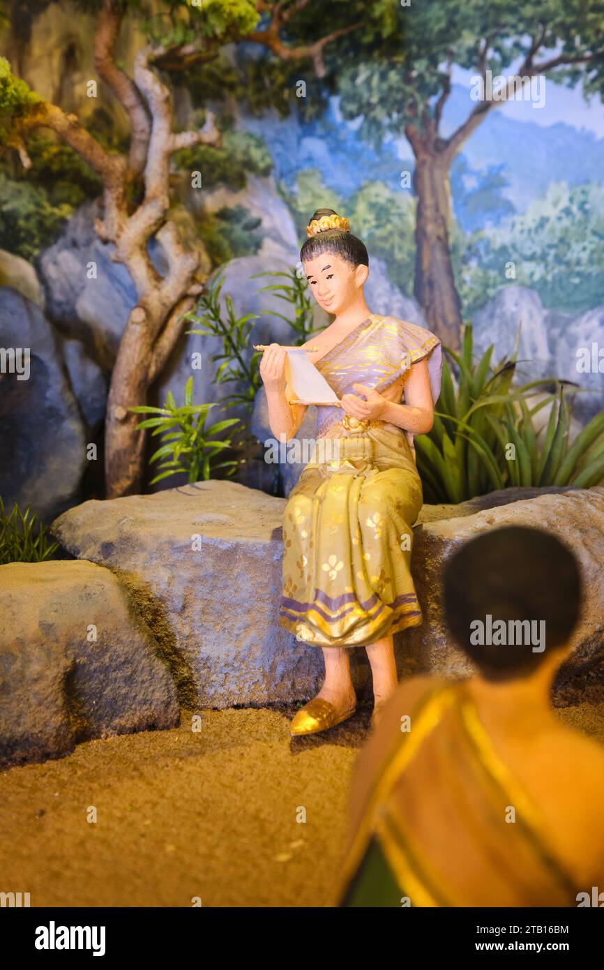 A diorama of the Golden Hongsa finding Phra Sri Muang a wife. At the ...