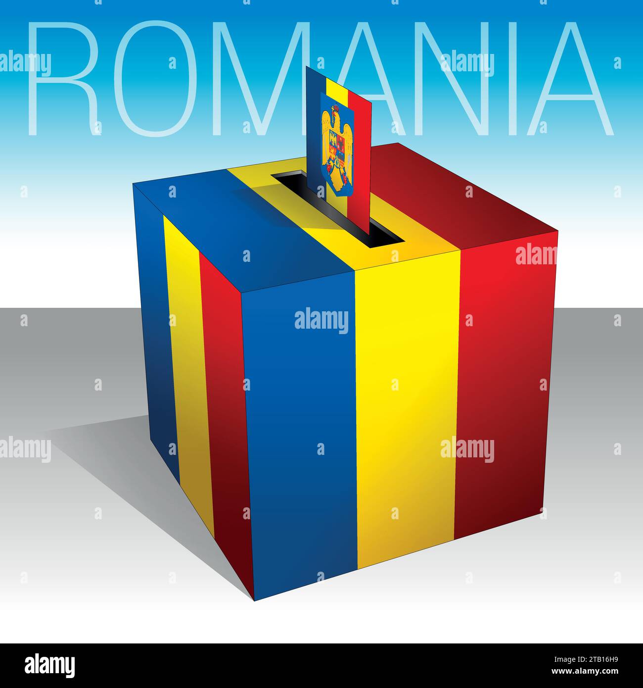 Romania, European Union, ballot box, flags and symbols, vector ...