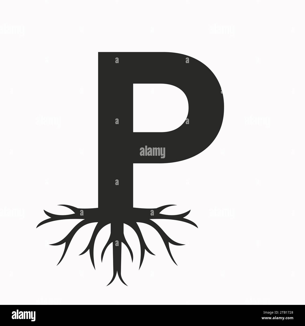 Root Logo On Letter P, Ecology Roof Symbol Vector Template Stock Vector ...