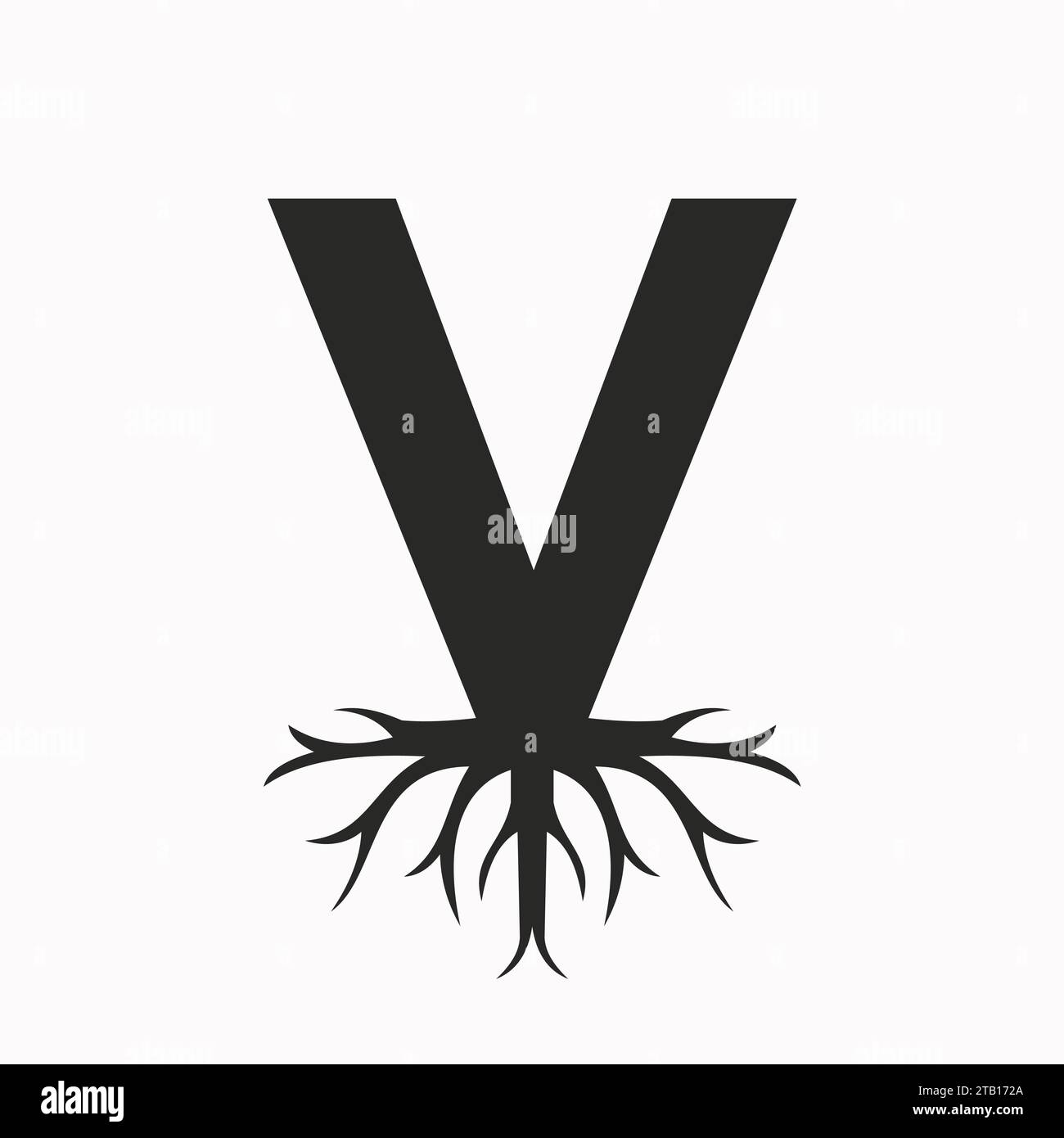 Root Logo On Letter V, Ecology Roof Symbol Vector Template Stock Vector ...