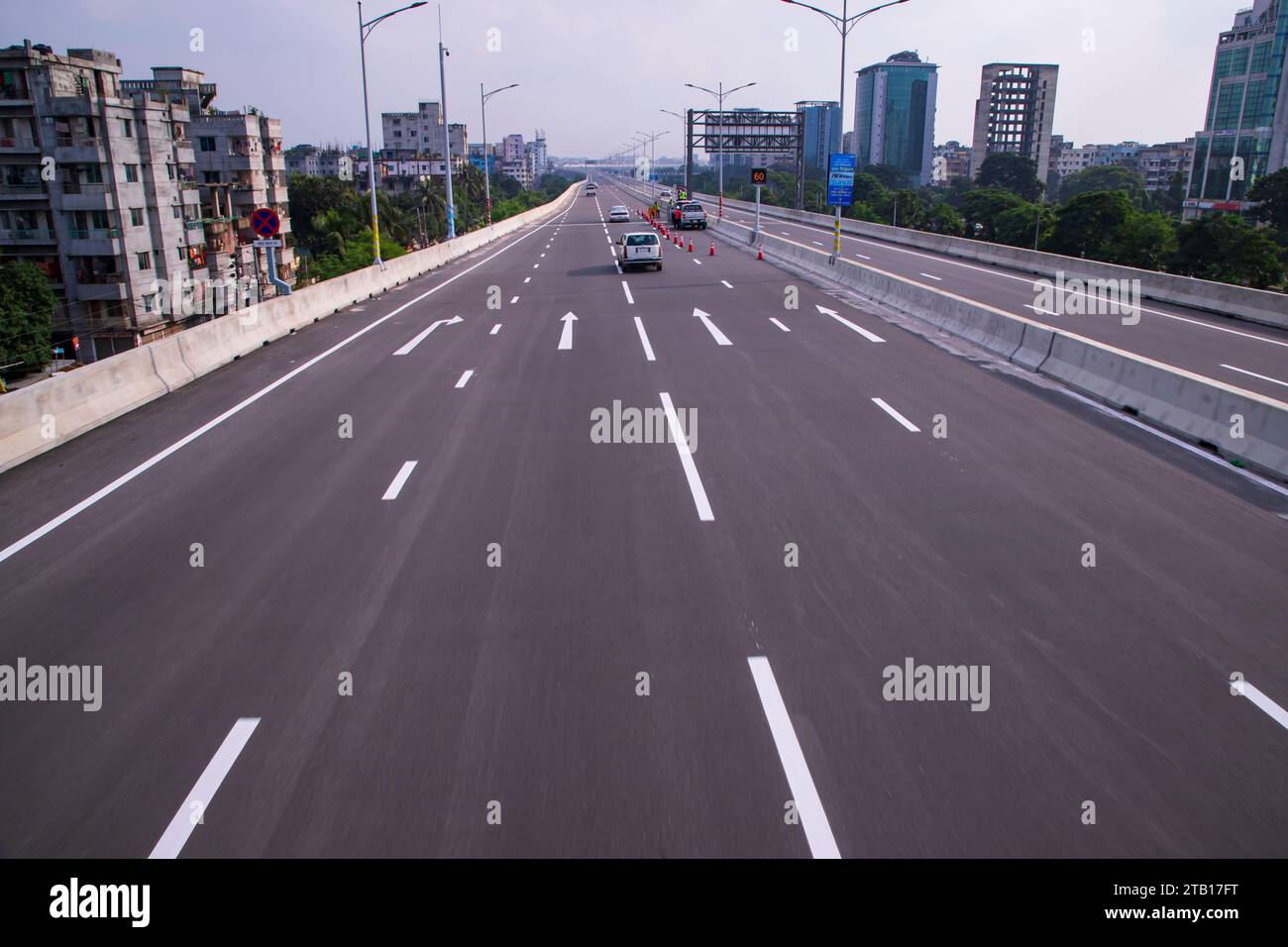 Non-stop speed way Dhaka Elevated Expressway with blue sky view Stock ...