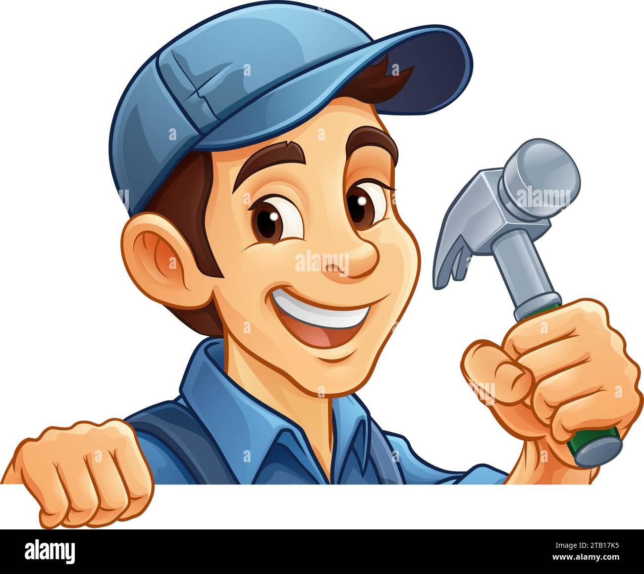 Cartoon carpenter construction guy hammer hi-res stock photography and ...