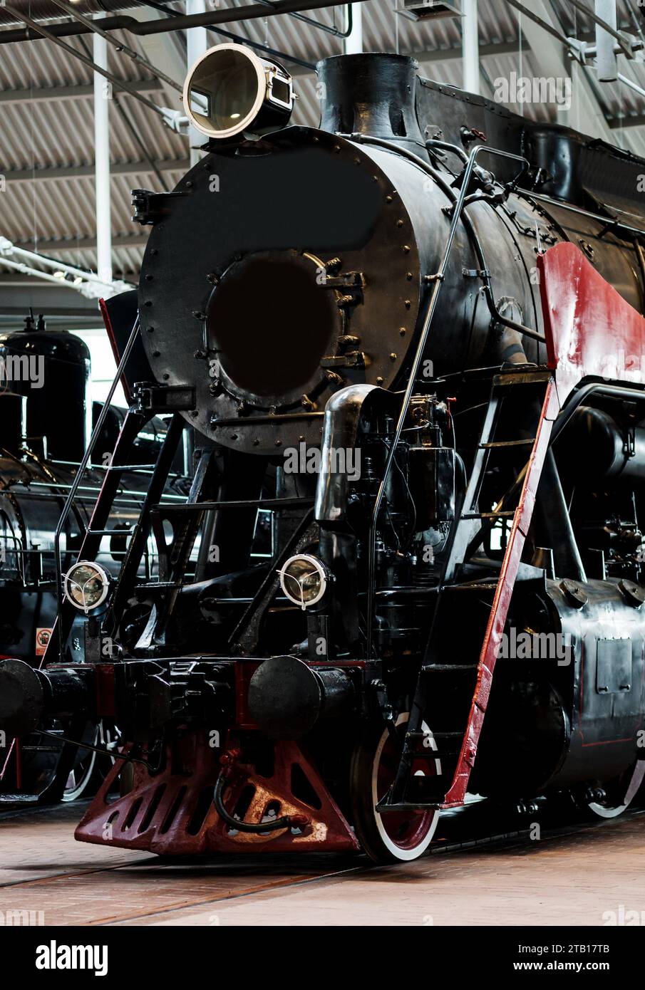 Vintage steam Locomotive. Huge black train Stock Photo - Alamy